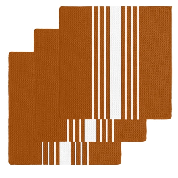 Burnt Orange White Stripe Kitchen Dish Towels for Drying Dishes Set of ...