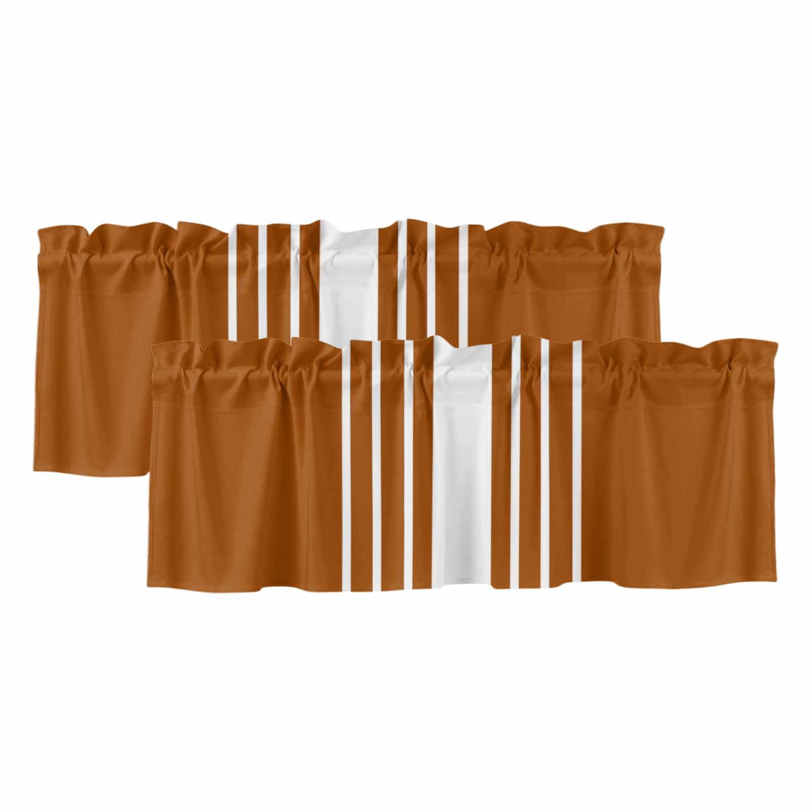 Burnt Orange White Stripe Valances for Windows, Decorative Rod Pocket ...