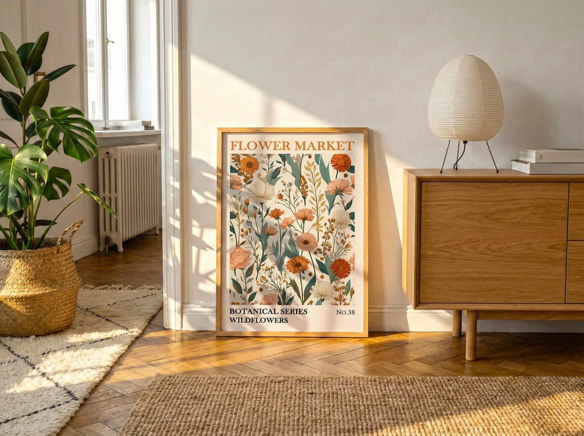 Burnt Orange Wildflower Print, Vintage Botanical Wall Art, Unframed ...