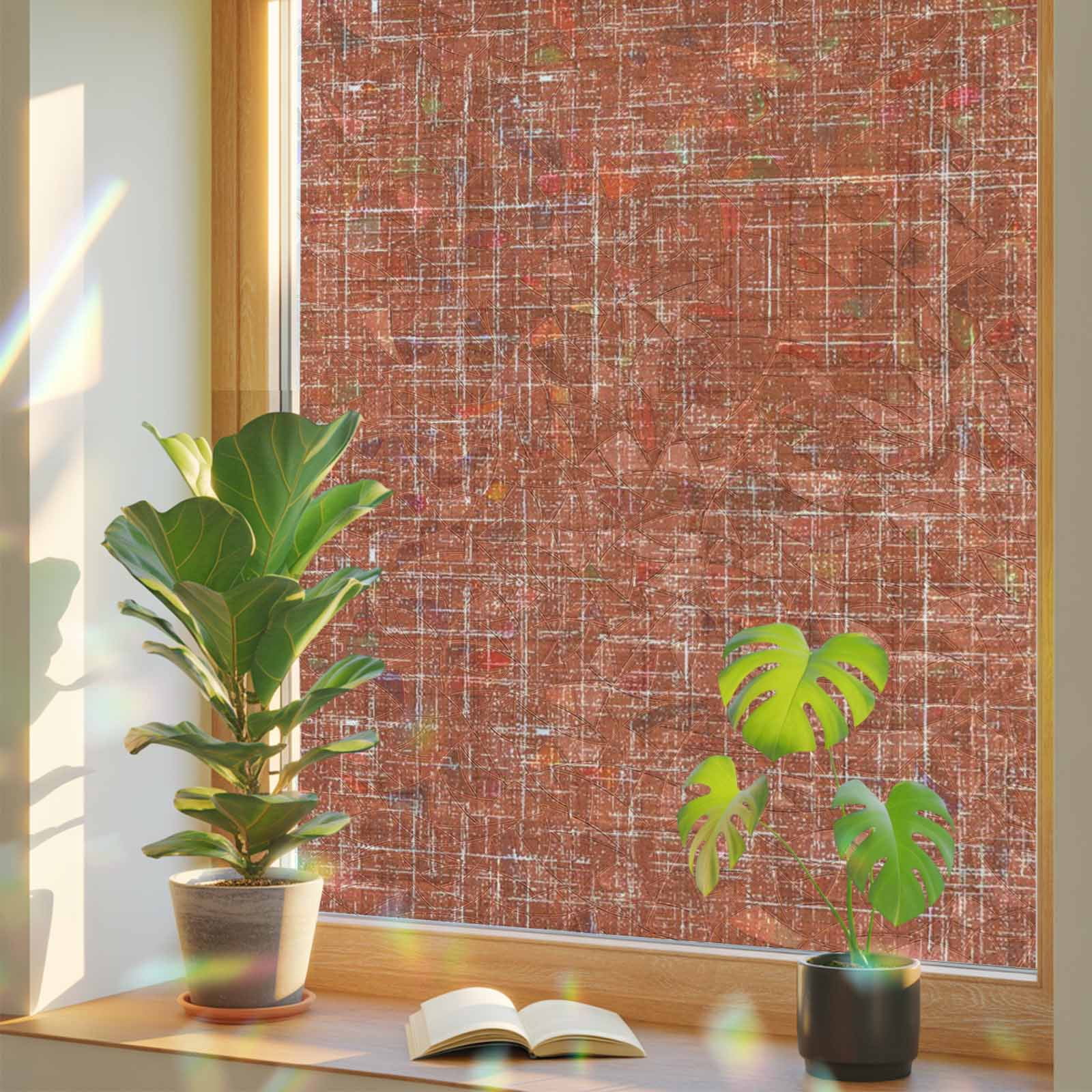 Burnt Orange Window Privacy Film, Abstract Modern Farmhouse Solid Color ...