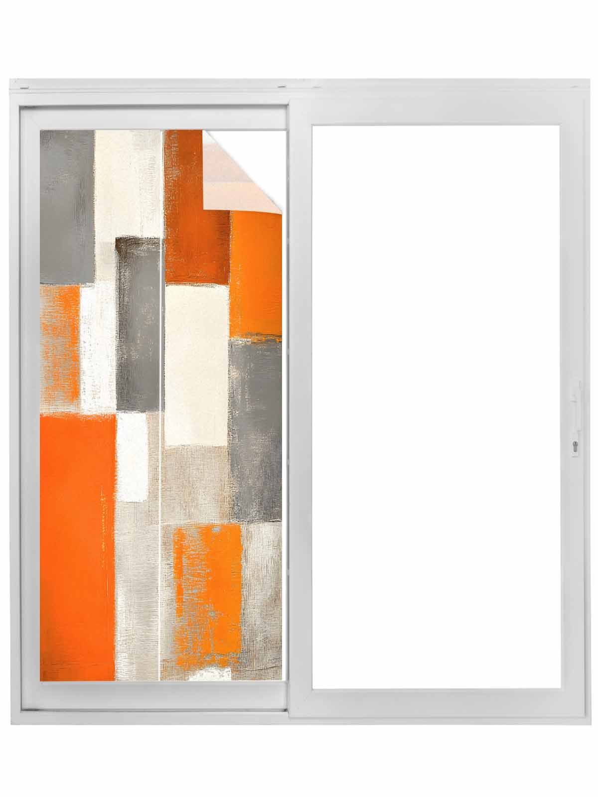 Burnt Orange Window Privacy Film, Grey Modern Abstract Art Oil Painting ...