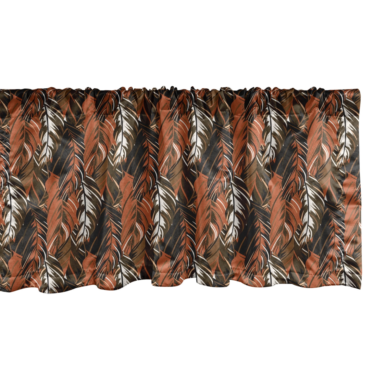 Ambesonne Burnt Orange Valance Pack of 2, Autumn Colors Leaves, 54"X12 ...