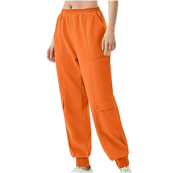 Burnt Orange Women High Leg Flare Bell Bottom Basic Long Bootcut Cuff Leg Loose Fit Trousers ...
