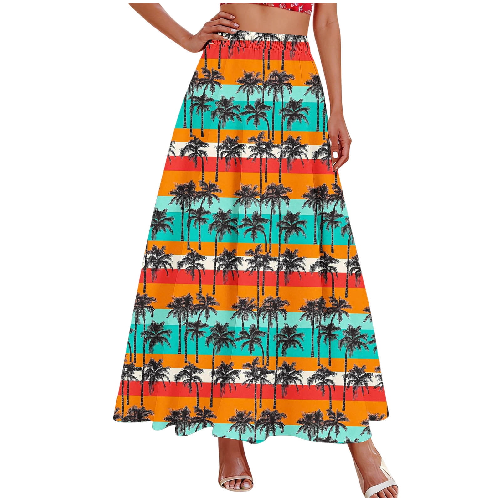 Burnt Orange Womens Graphic Skorts for Women Pleated A Line Paperbag ...