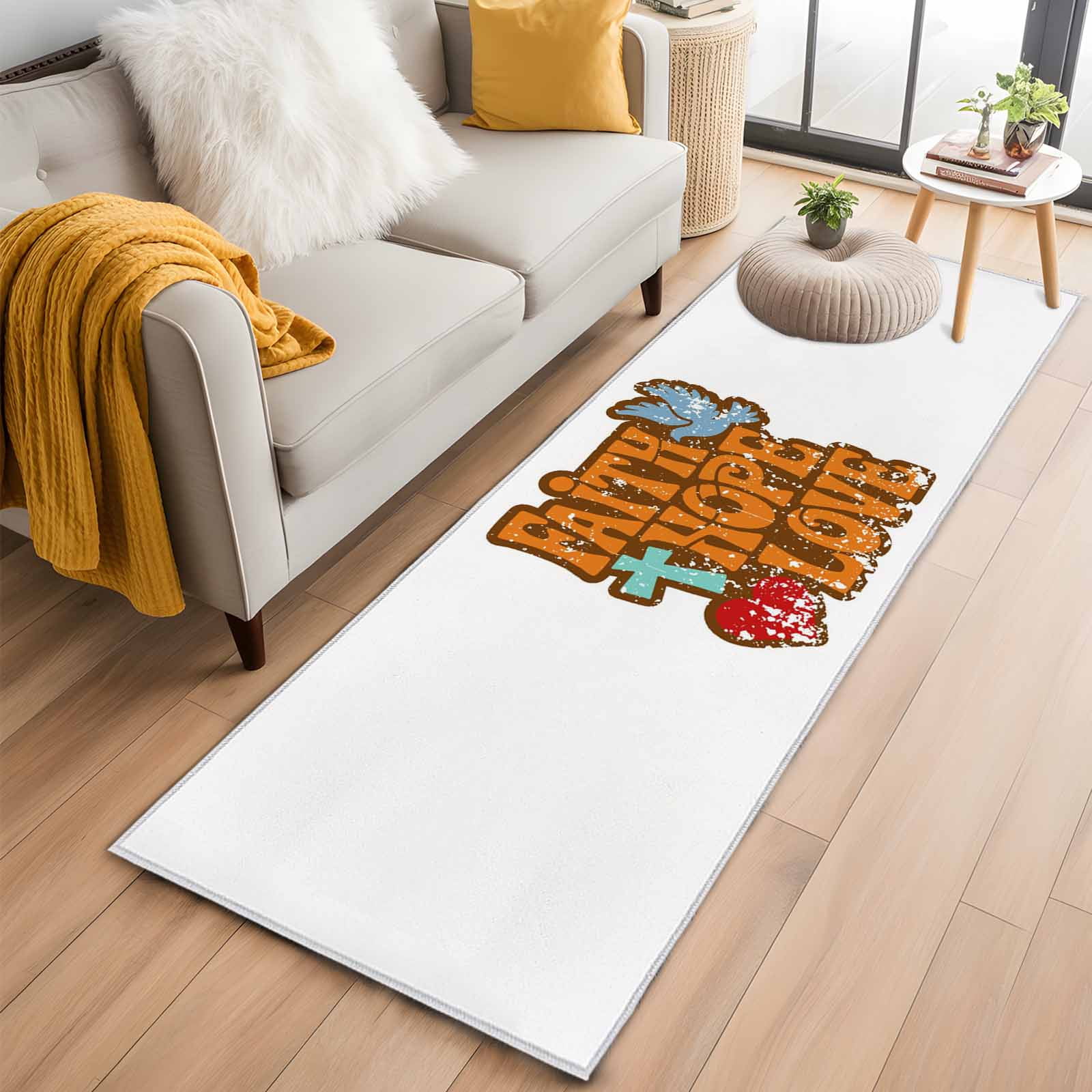 Burnt Orange Words Kitchen Runner Rug 2x6 Washable Runners for Hallway ...
