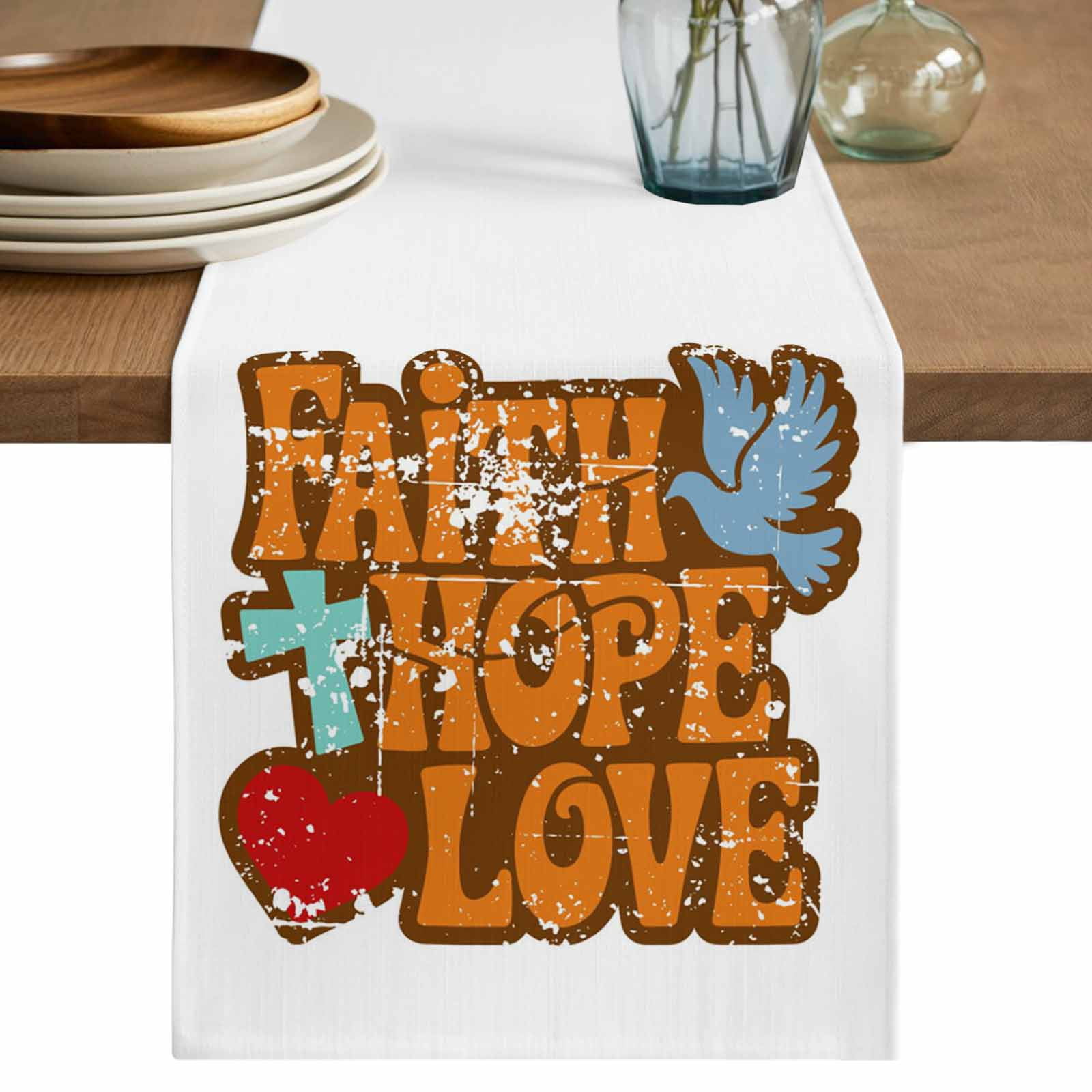 Burnt Orange Words Table Runner 36 Inches, Funny Words Retro Art Bed ...