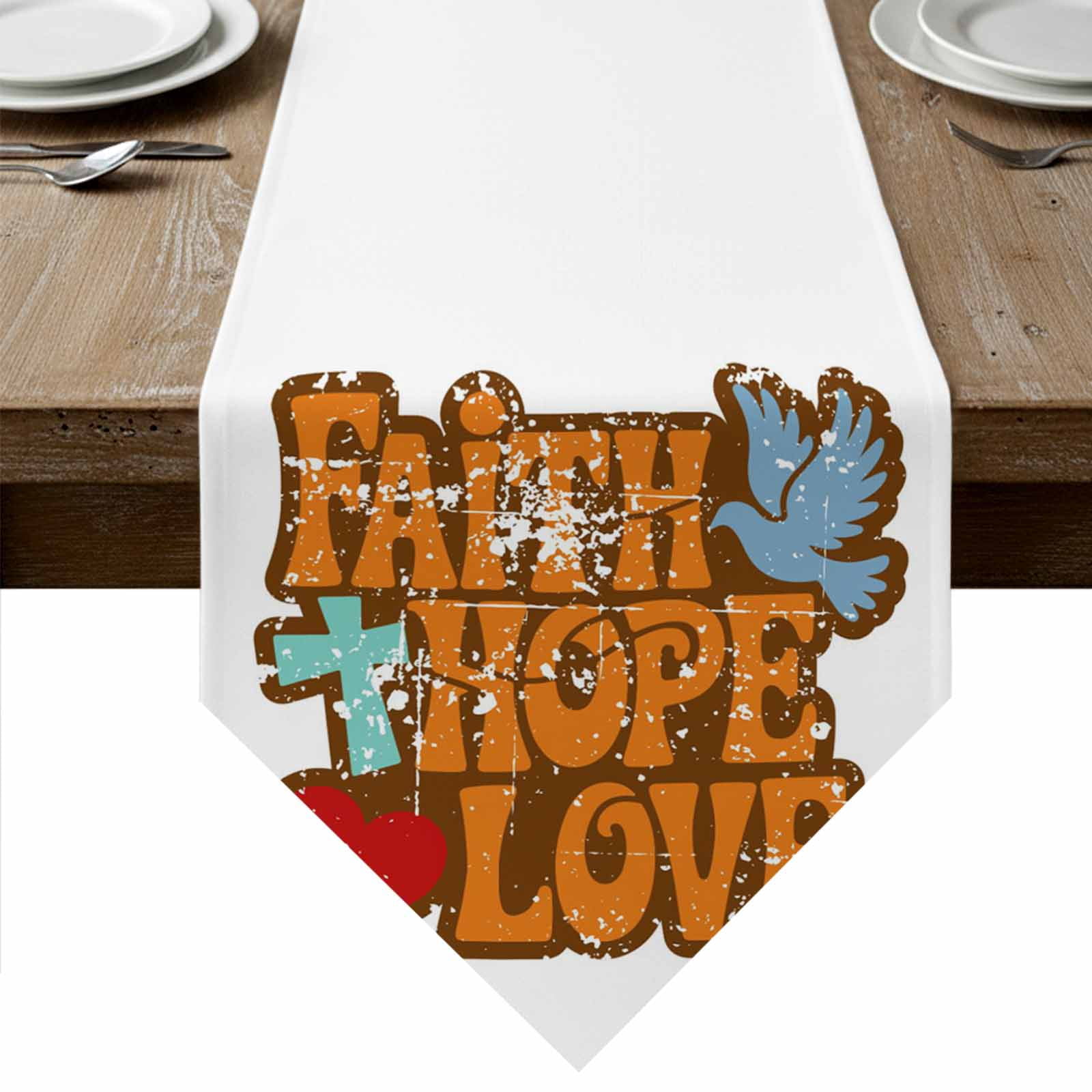 Burnt Orange Words Table Runner Linen Burlap Table Runner 72 Inches ...