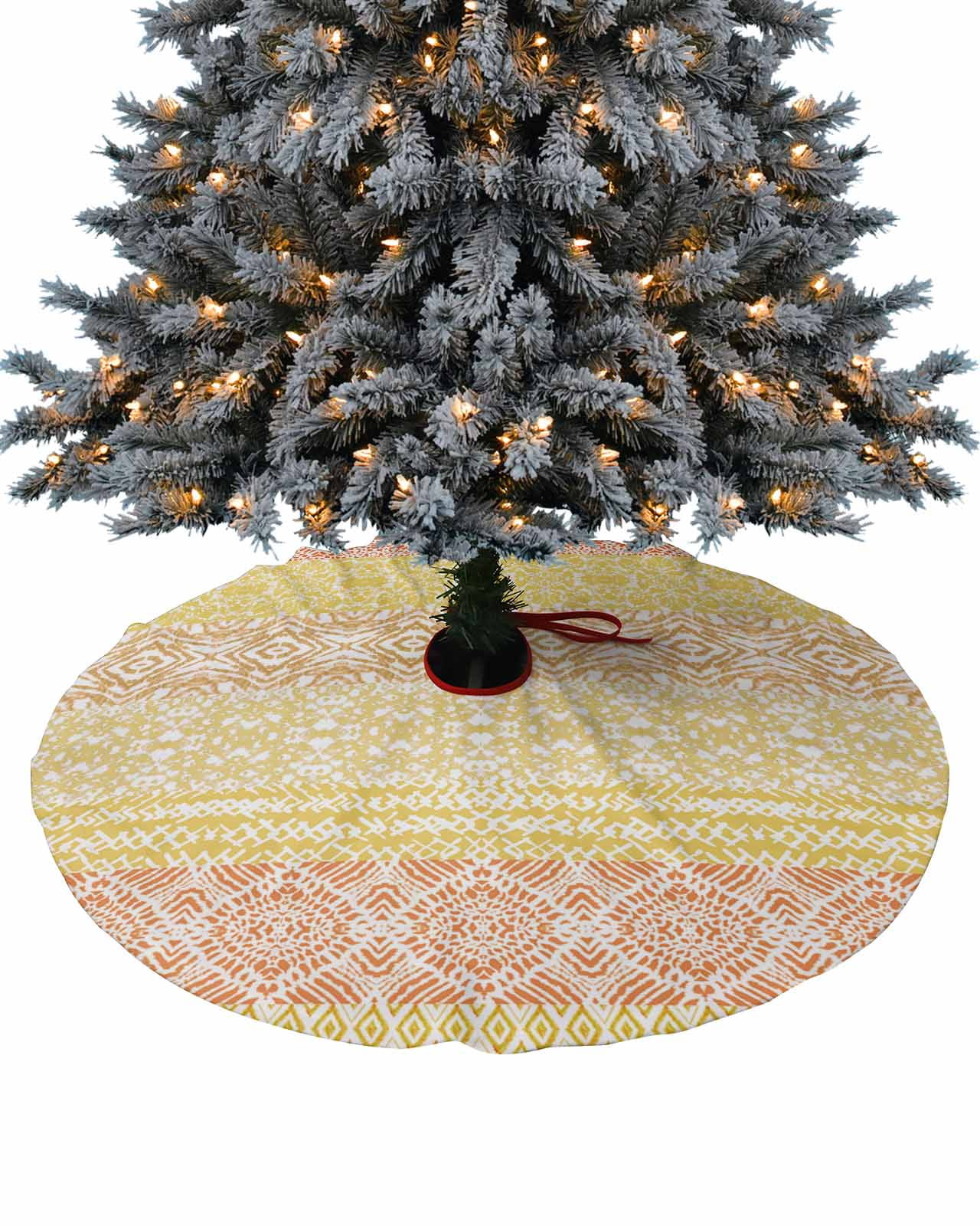 Burnt Orange Yellow Boho Christmas Tree Skirt 36 Inches Large Christmas ...