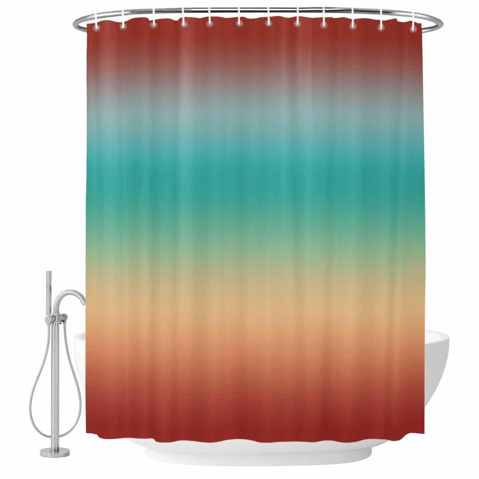 Burnt Orange Yellow Teal Ombre Shower Curtain Set - Small 36" x 72 ...