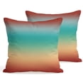 Burnt Orange Yellow Teal Ombre Throw Pillow Covers 20 x 20 Inch Pillow ...