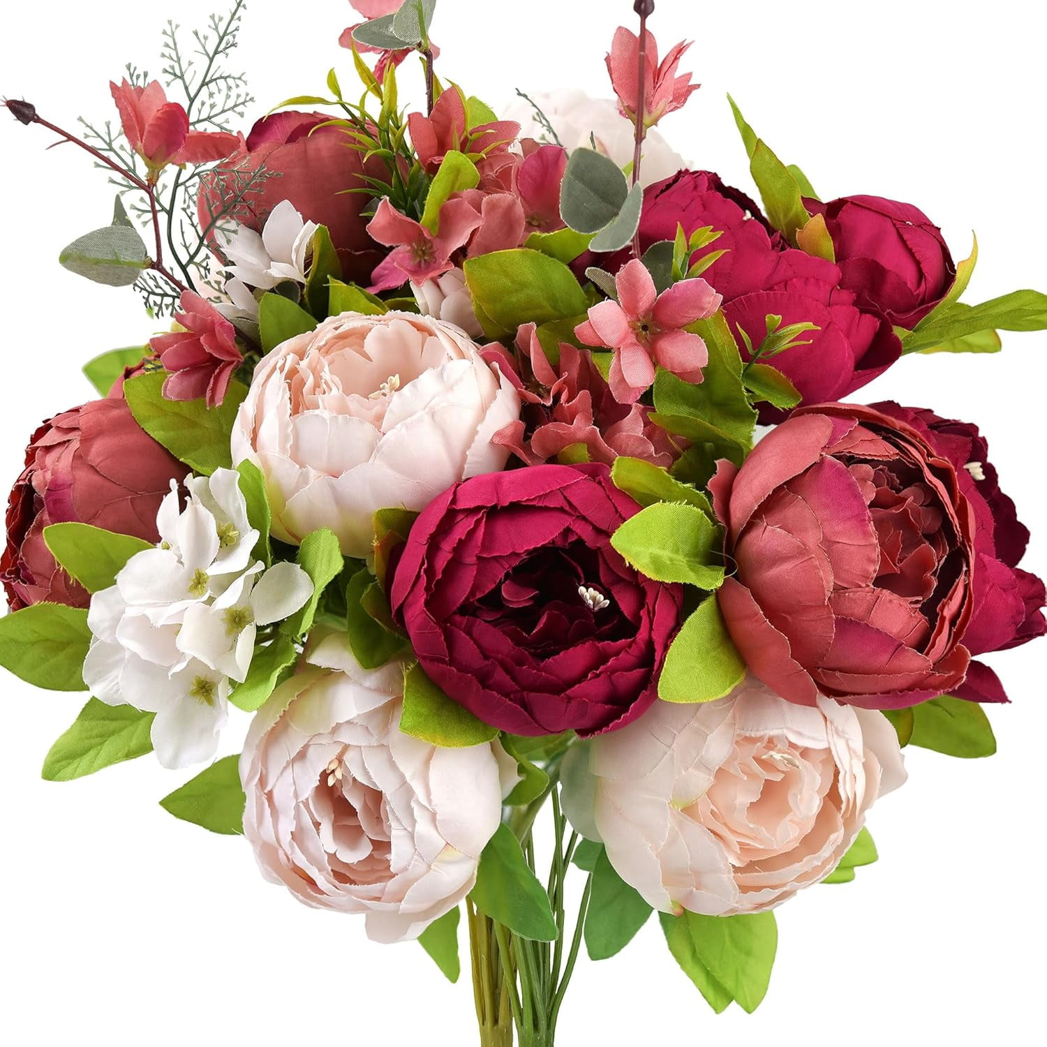 Burnt Pink and Dusty Pink Vintage Artificial Peonies Silk Flowers and ...