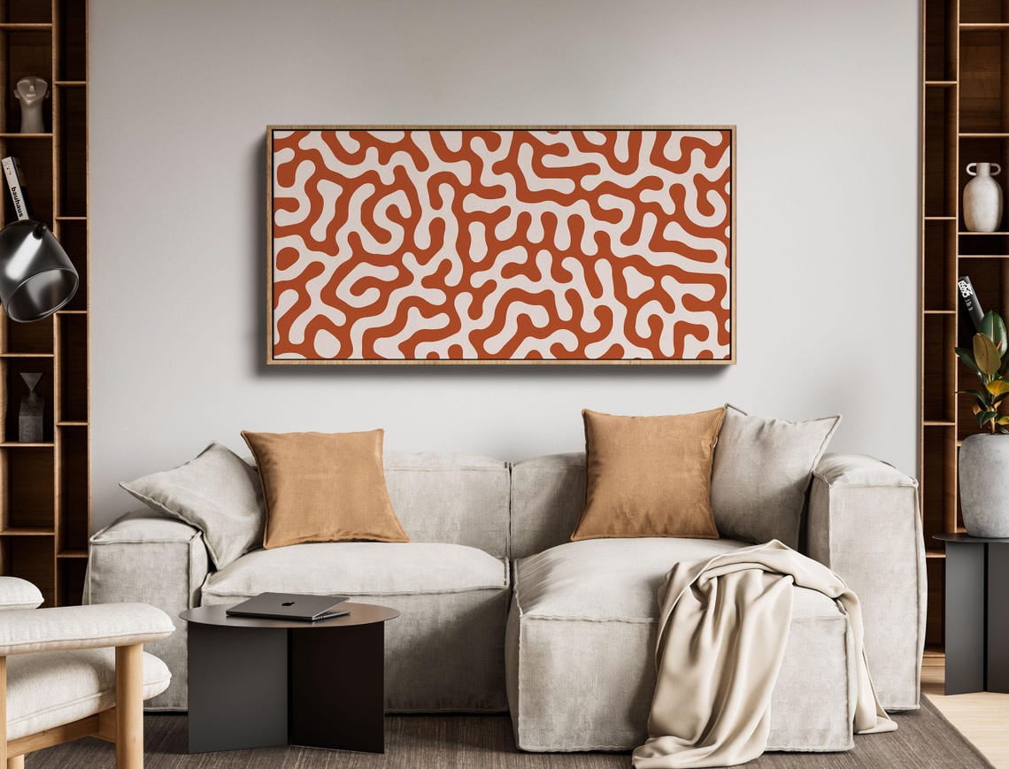 Burnt Rustic Orange Long Horizontal Wall Art, 30X60 Inch Wide Panoramic ...