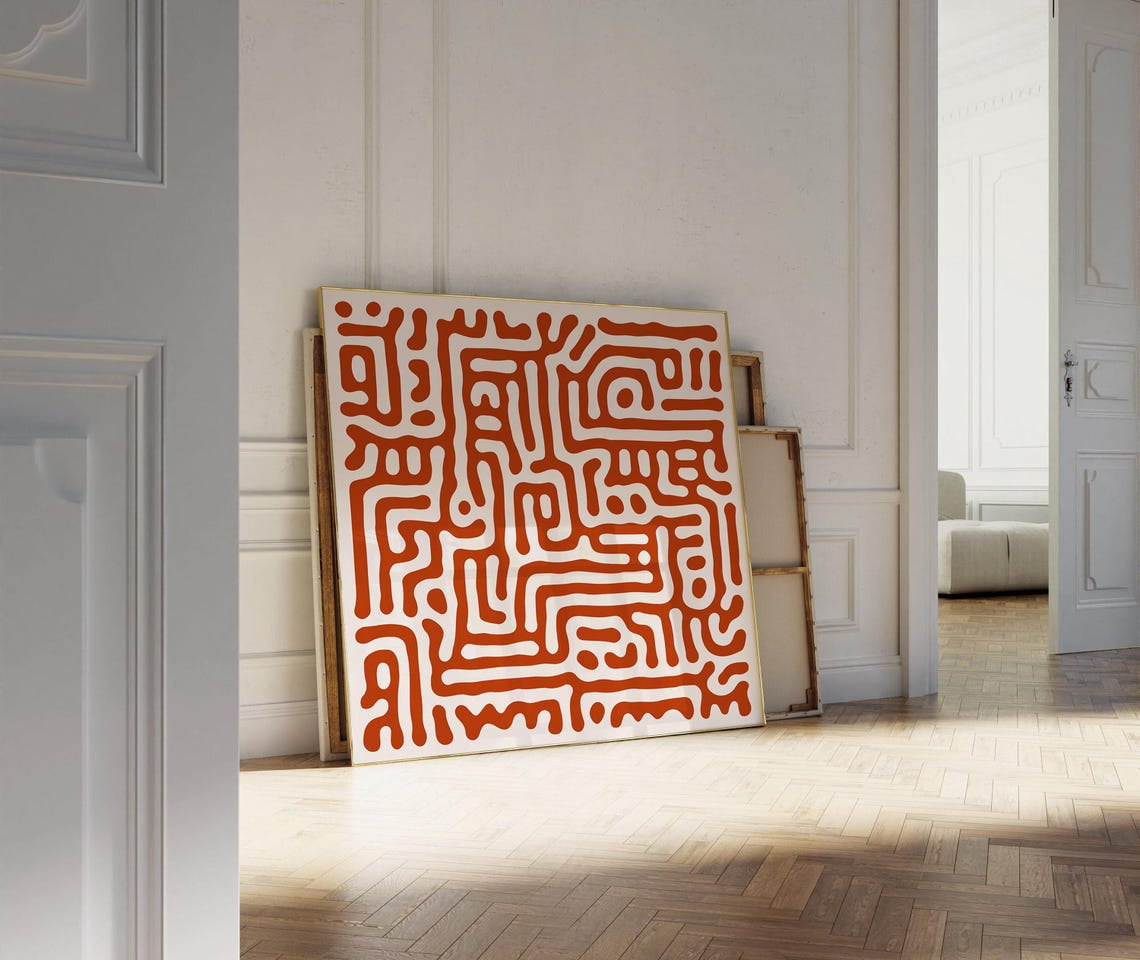 Burnt Rustic Orange Square Art Poster, Burnt Orange Square Wall Art ...