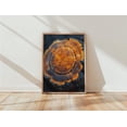 Burnt Wood Cross Section Art Print, Rustic Orange Black Tree Ring Decor ...