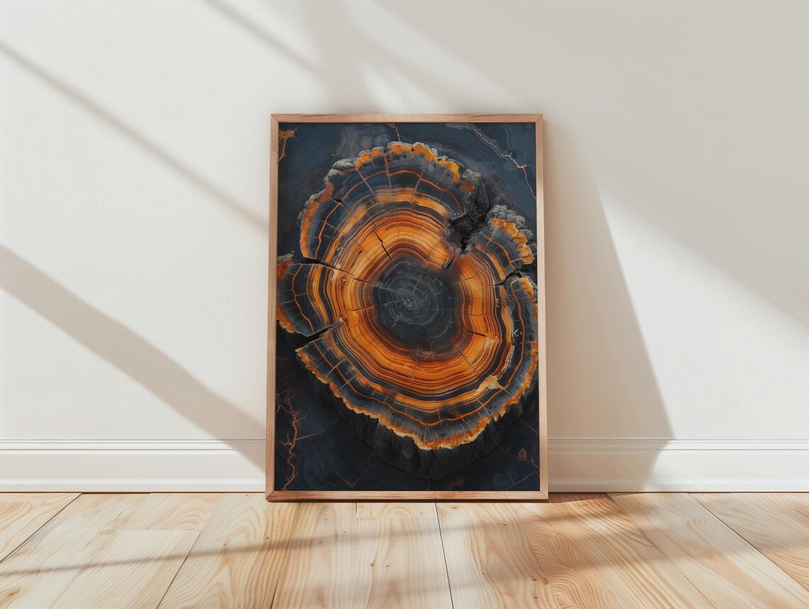 Burnt Wood Slice Organic Rings Wall Art Poster Unframed Paper Print ...
