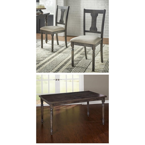 Burntwood 5 Piece Dining Set, Weathered Grey - Walmart.com