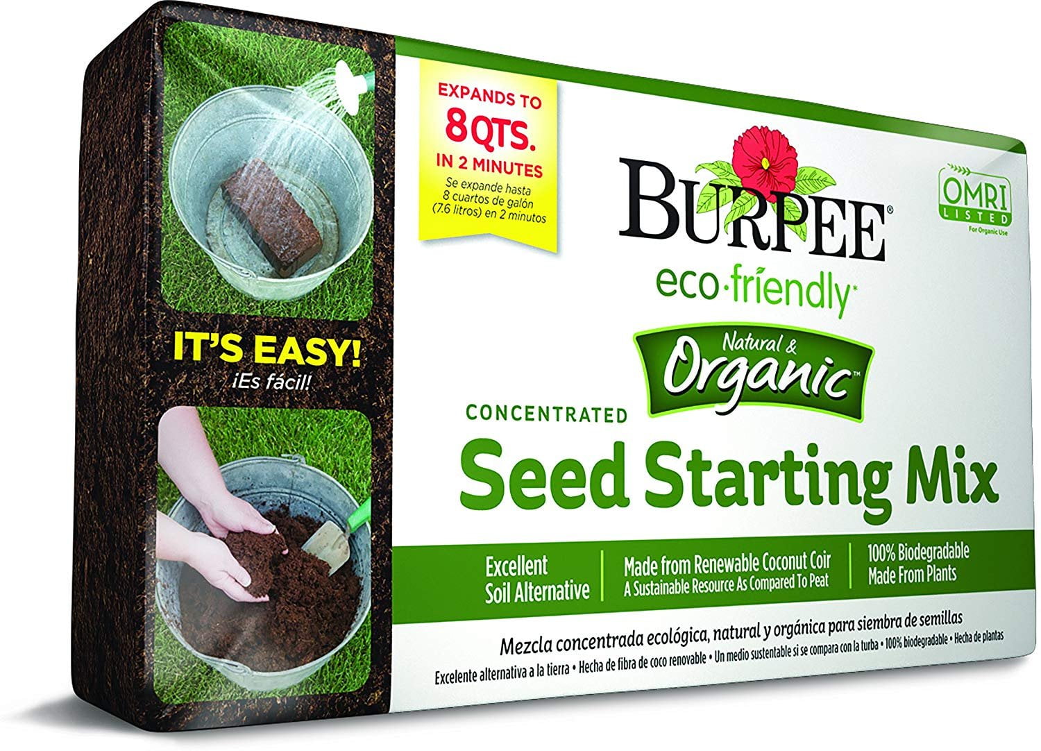 Burpee 8 qt Organic Coir Compressed Seed Starting Mix 1-Brick - Walmart.com
