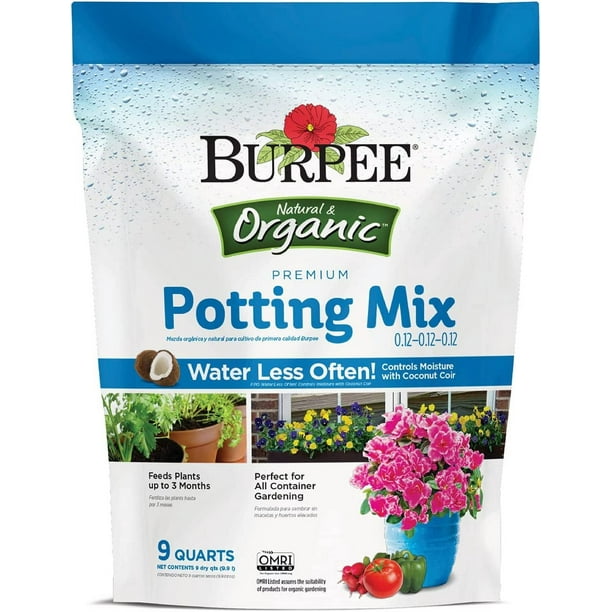 Burpee Premium Organic Potting Mix, 9 Quart - Walmart Business Supplies