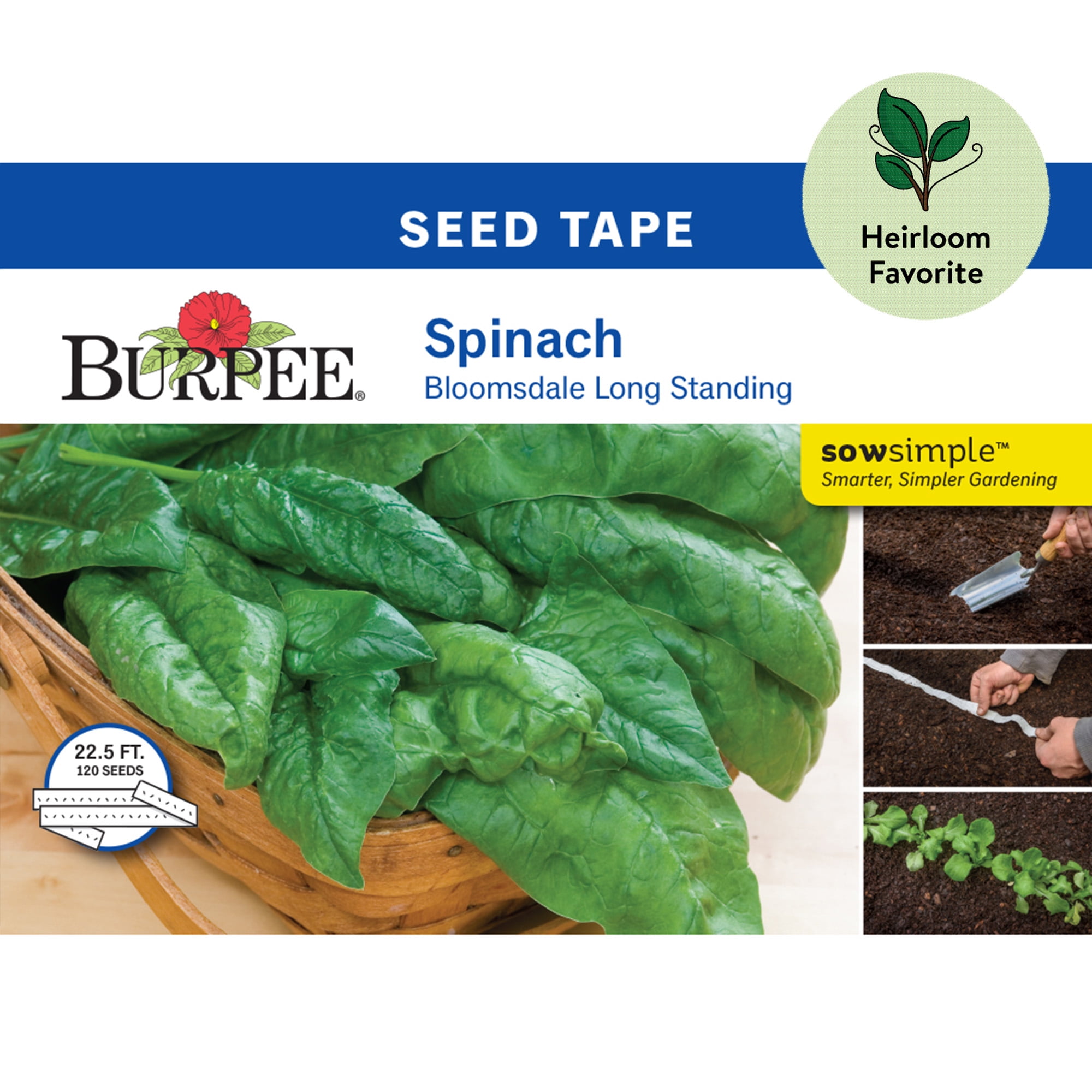 Burpee Bloomsdale Long Standing Spinach Seed Tape Heirloom Vegetable ...