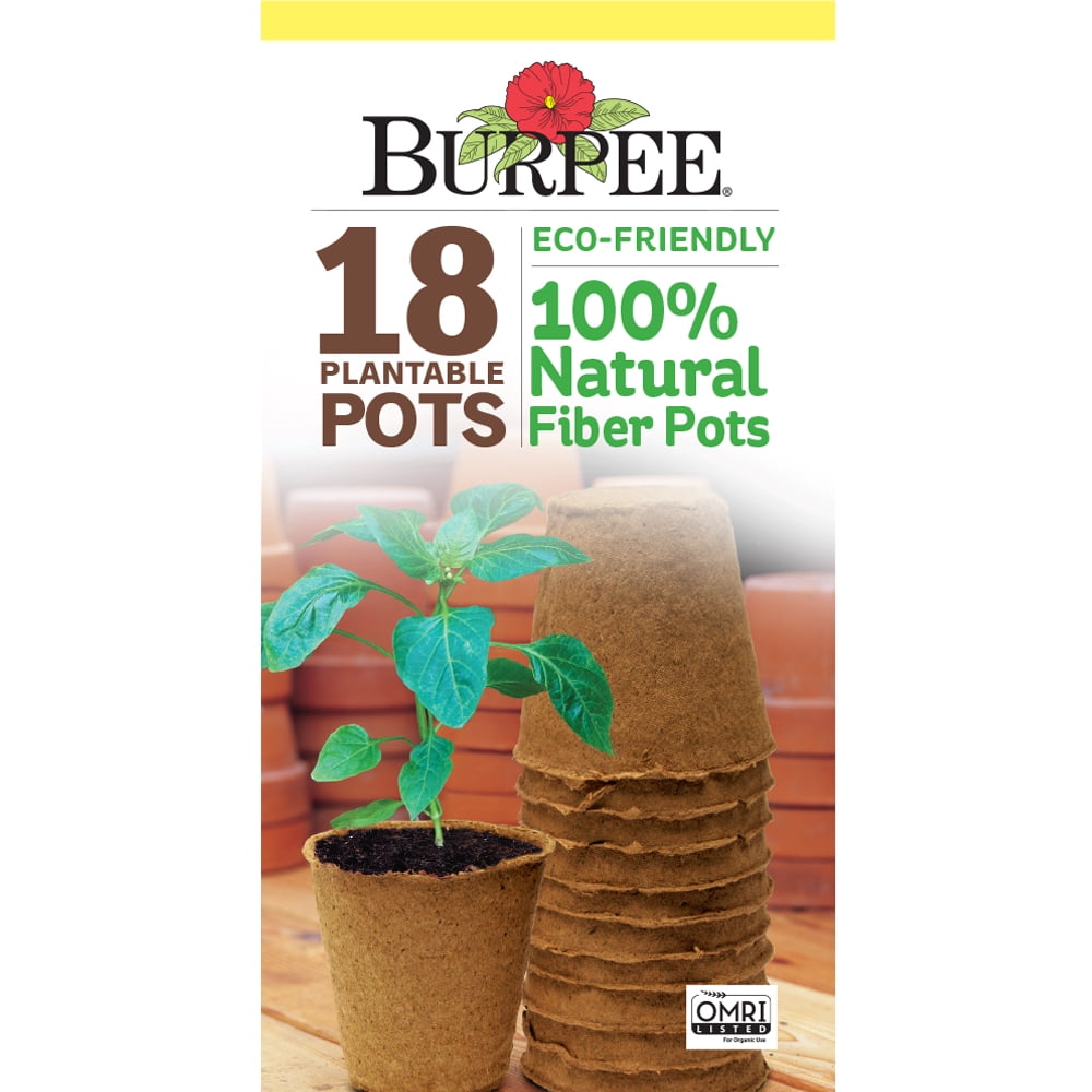 Burpee Eco-Friendly 3" Round Fiber Pots for Seed Starting - 18 Fiber ...