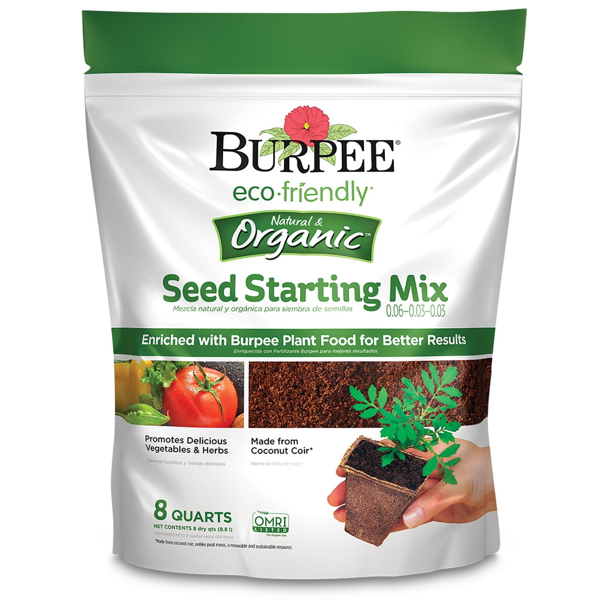 Burpee Eco Friendly 8 Qt Seed Starting Mix 0.06-0.03-0.03 - Walmart ...
