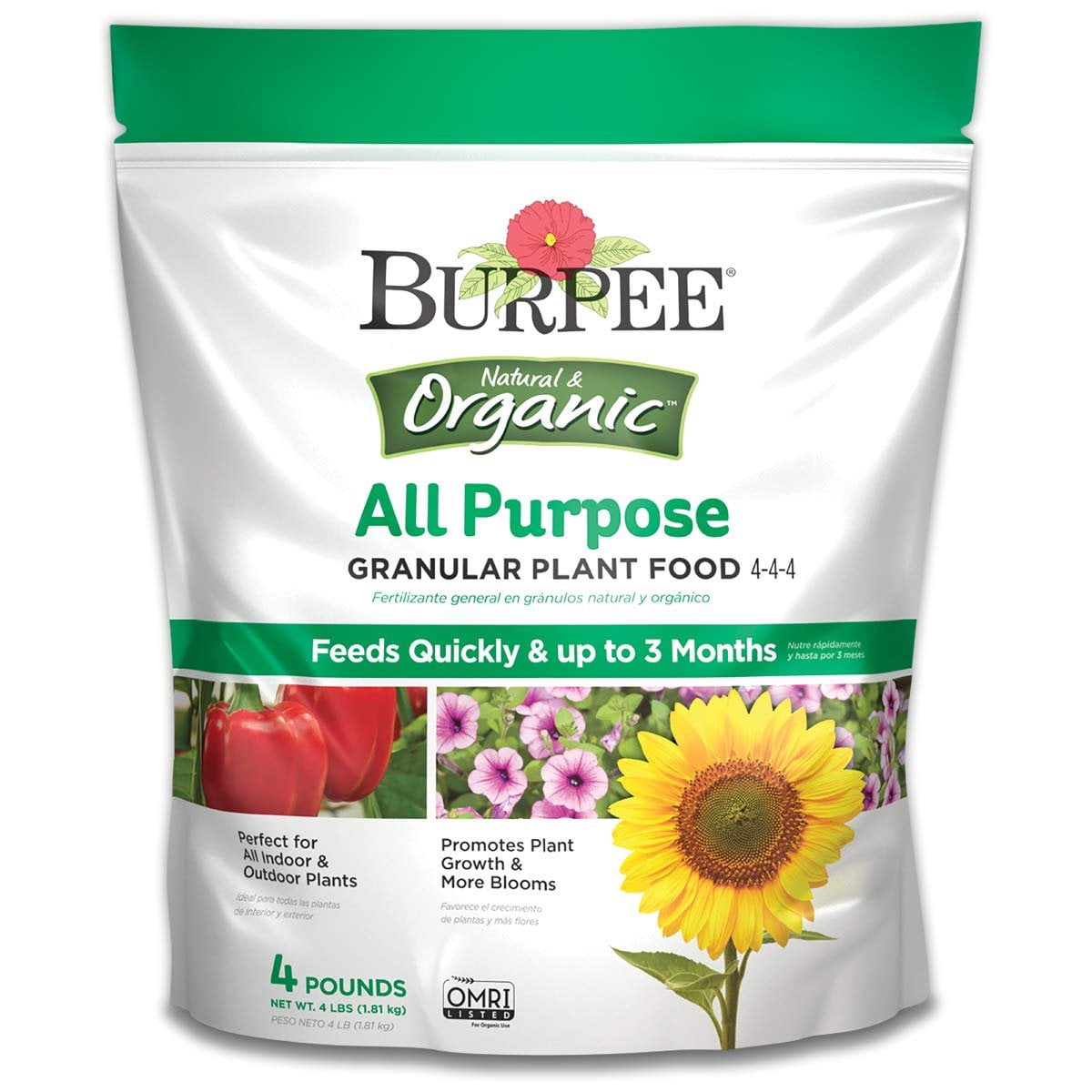 Burpee Natural Organic All Purpose Granular Plant Food 4-4-4, 4 lb ...