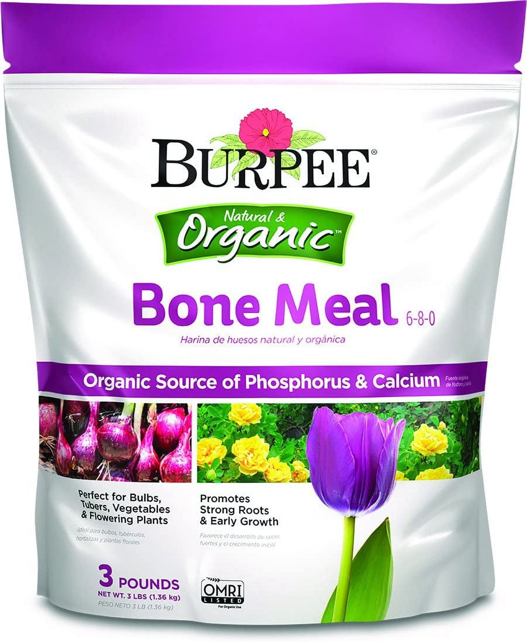 Burpee Organic Bone Meal Fertilizer, 3 lb, Natural Phosphorus and ...