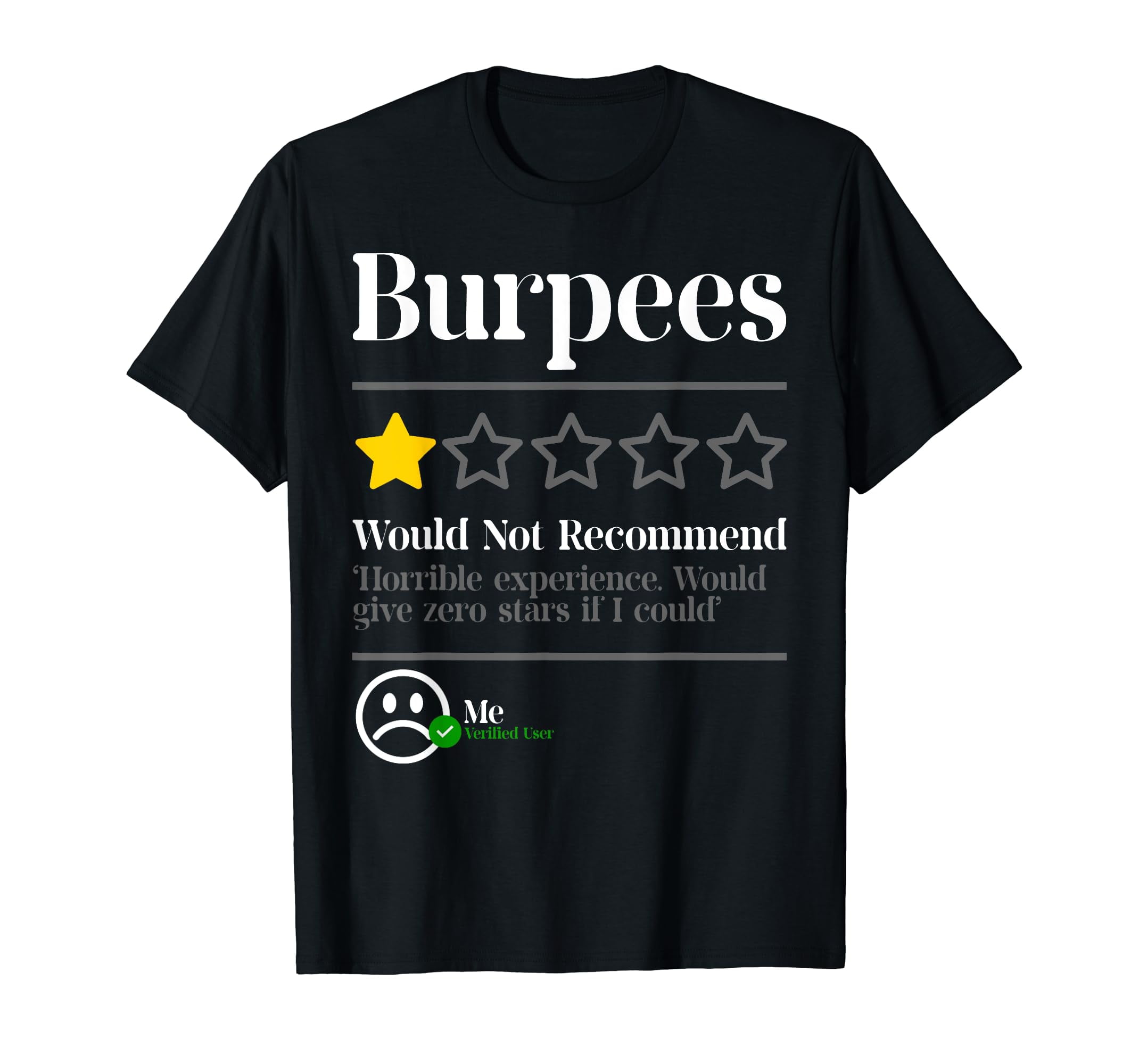 Burpees Do Not Recommend 1 Star Rating Funny Gym Workout T-Shirt ...