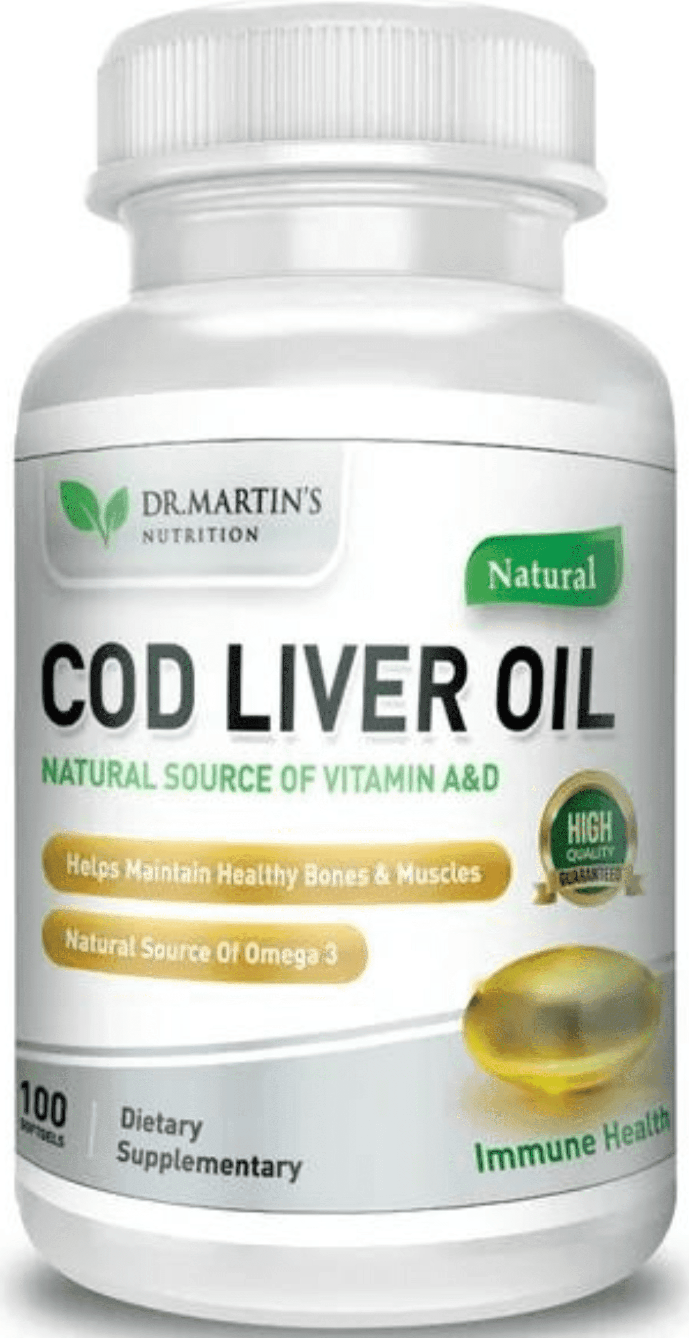 DR. MARTIN'S NUTRITION Burpless Cod Liver Oil Supplement 100 Softgels ...