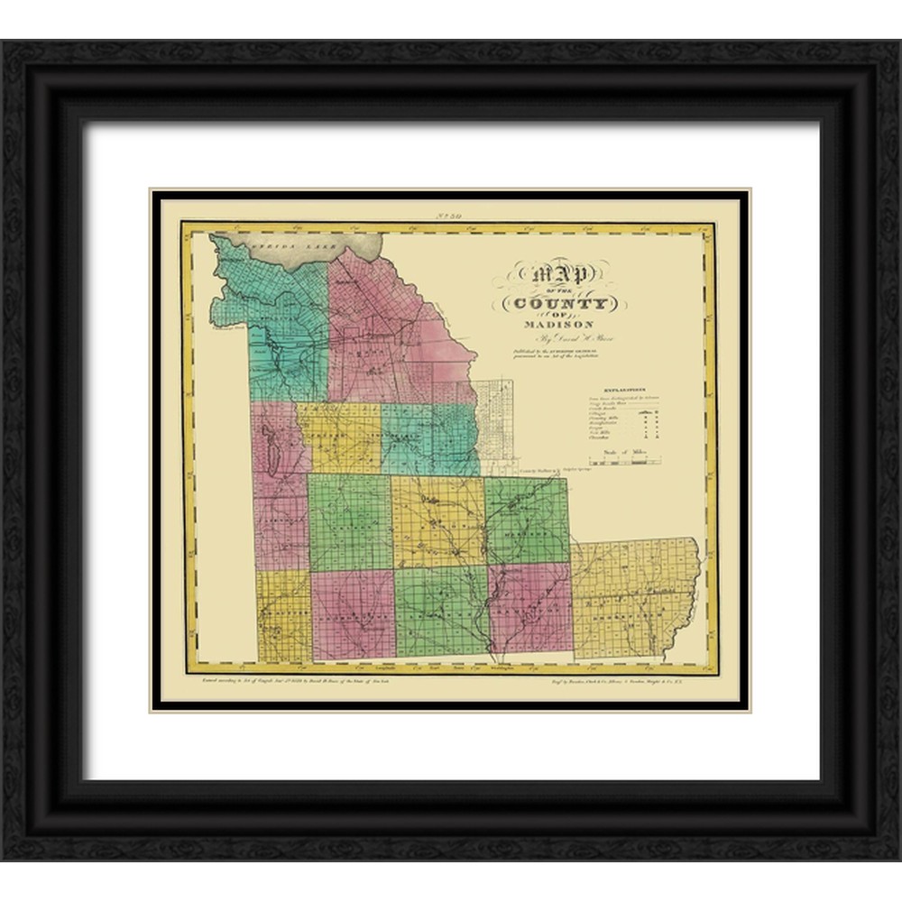 Burr 29x26 Black Ornate Wood Framed with Double Matting Museum Art ...