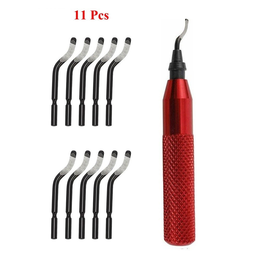 Burr Handle Deburring Tools Kit with 10 Blades for Stainless Steel and ...