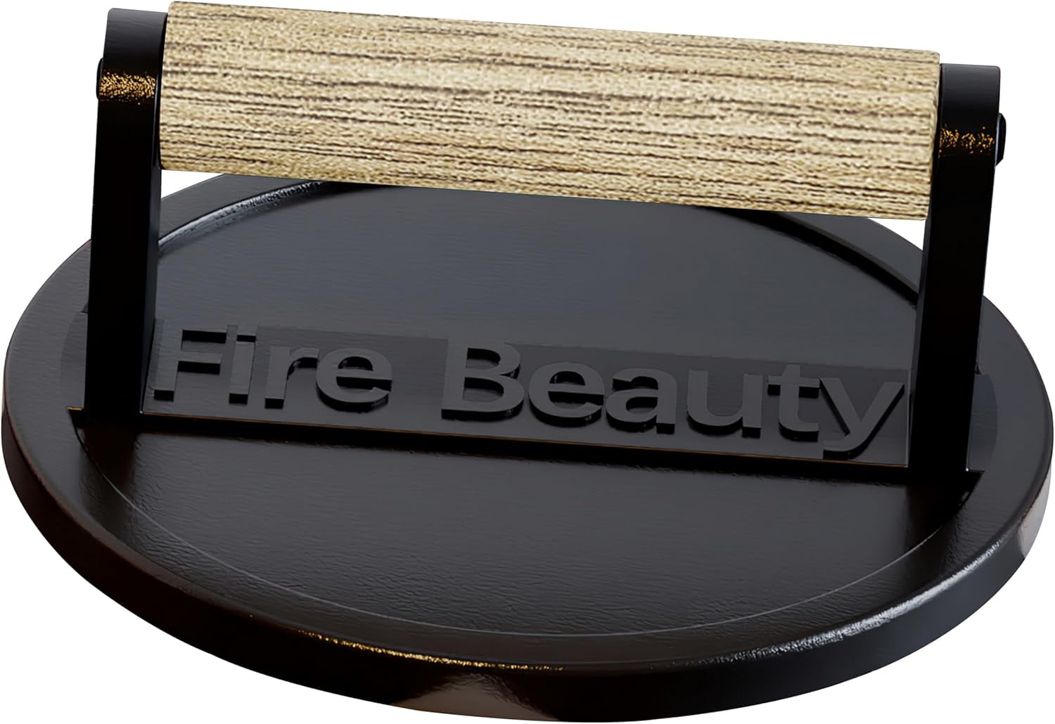 Burr Press,6.5" Cast Iron Grill Press with Wood Handle,Food-Grade Smash ...