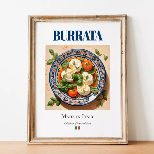 Burrata Maiolica Tile Print, Italian Cheese Poster, Kitchen & Bar Wall ...