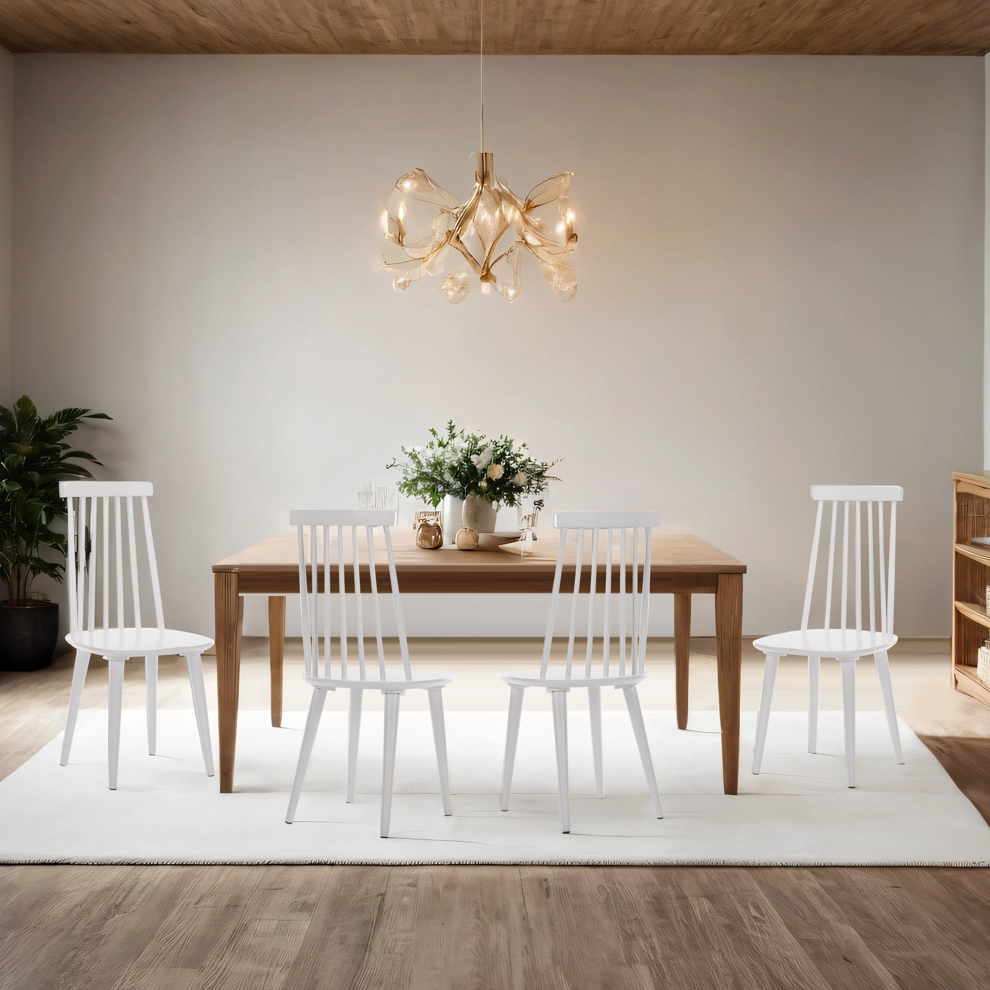 Burris 17"Wide Spindle Wood Dining Chairs Set of 4 - White - Walmart.com