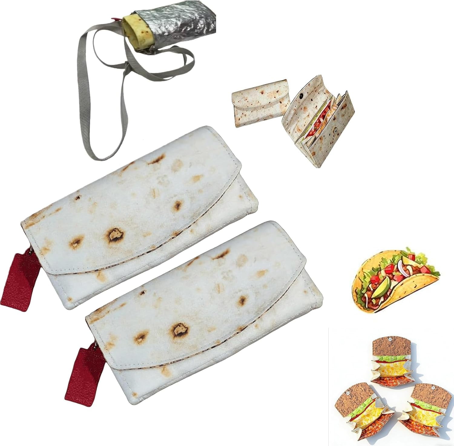 Burrito Wallet with Foil Bag - Burrito Wallet, Giant Tortilla Leather ...