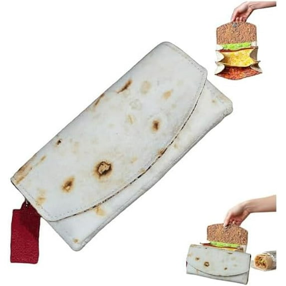 Burrito Wallet for Men Women, Giant Tortilla Leather Purse with Foil ...