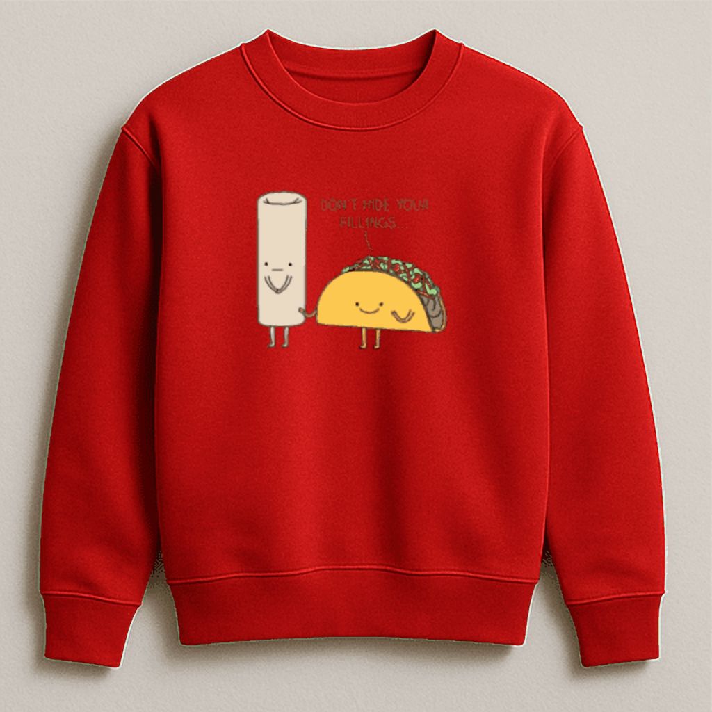 Burrito or Taco Funny Casual Everyday Food Graphic Print Sweatshirt, up ...