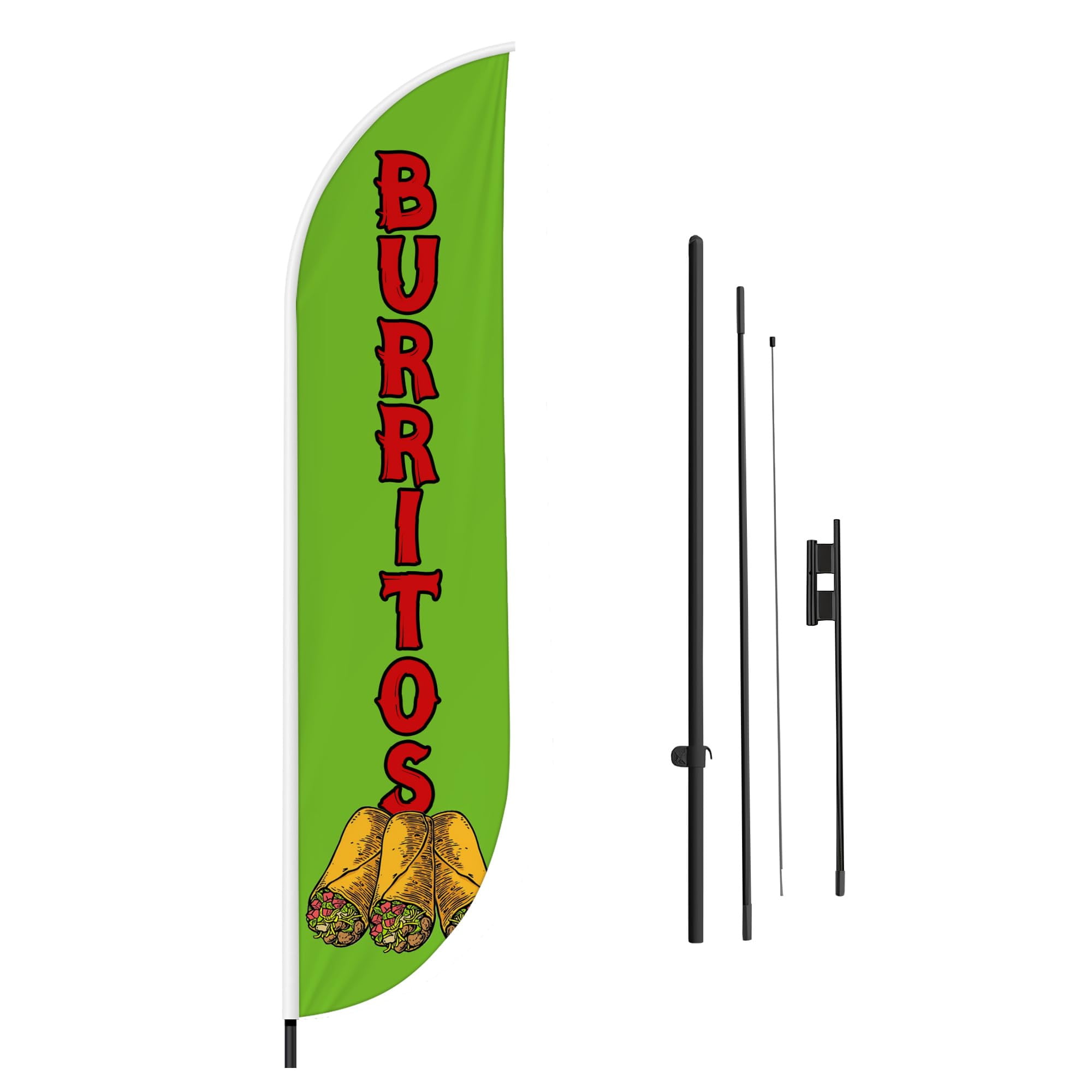 Burritos Feather Flag(11.5feetX2.5feet) by DreamController | Outdoor ...
