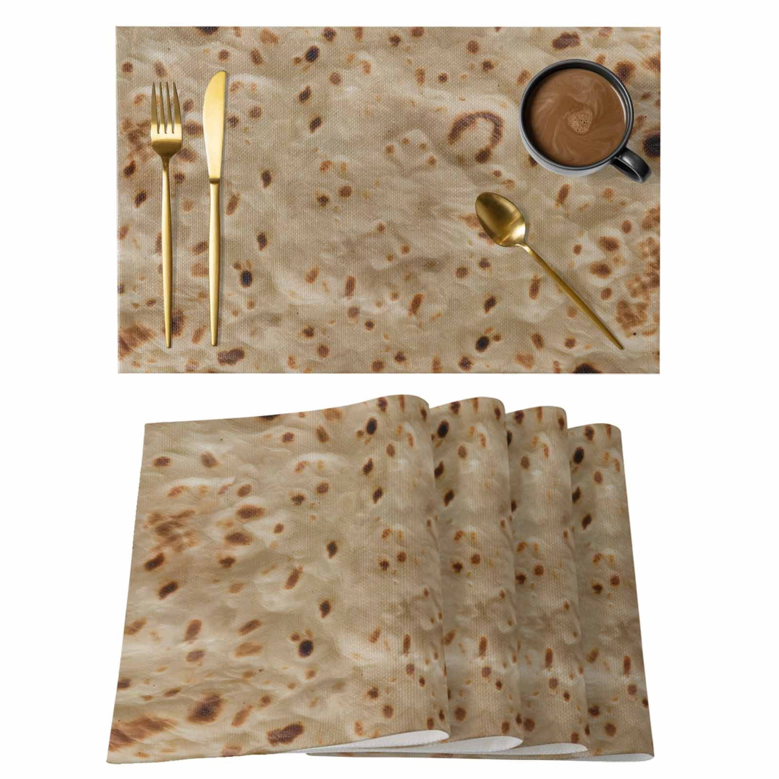 Burritos Food Cotton Linen Placemats Set of 2, Pancake Noodles Texture ...
