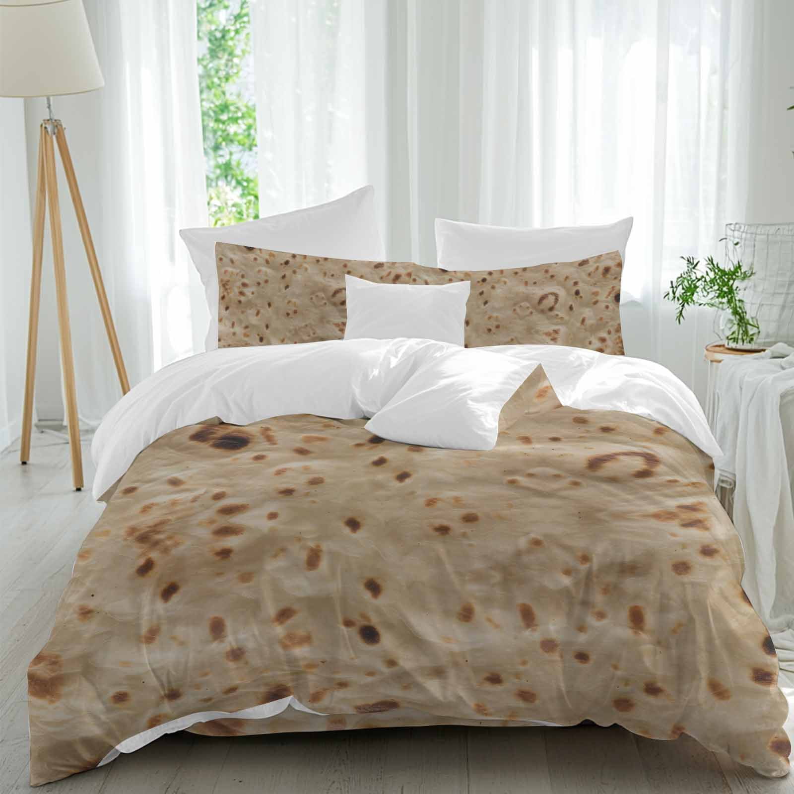 Burritos Food Full Duvet Cover Set, Pancake Noodles Texture Realistic ...