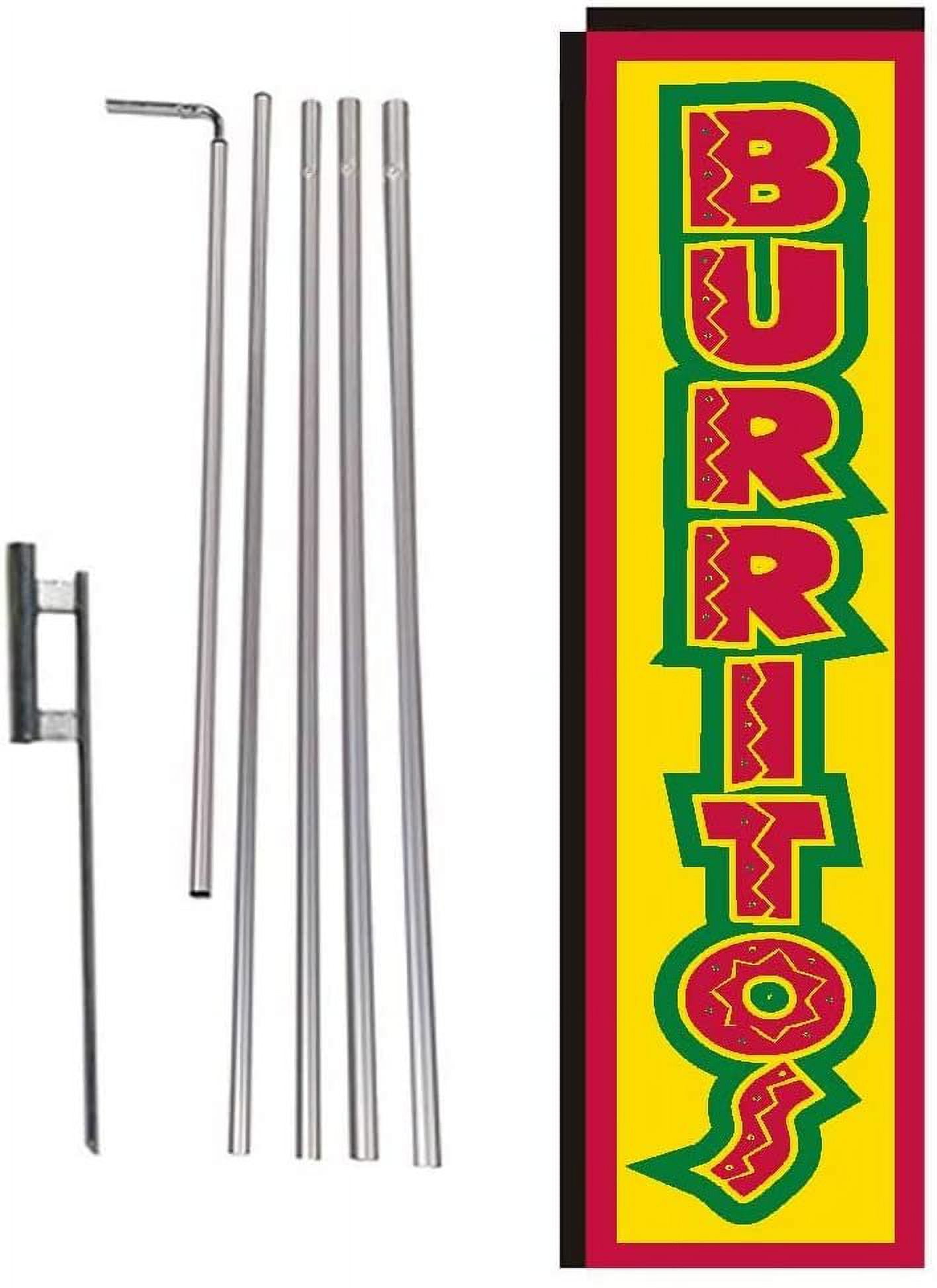 Burritos Mexican Food Rectangle Feather Banner Flag with Pole Kit and ...