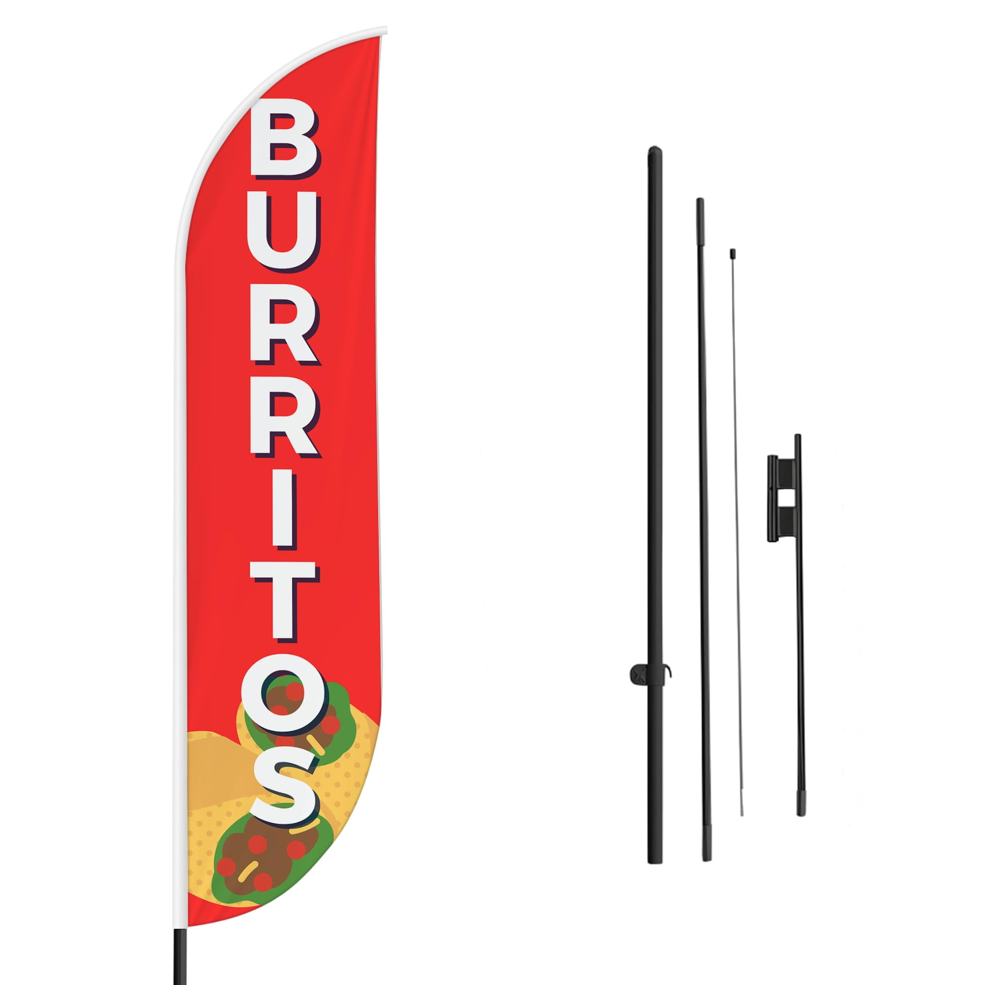 Burritos Sign feather flag Pole Mount for Outdoor by DreamController ...