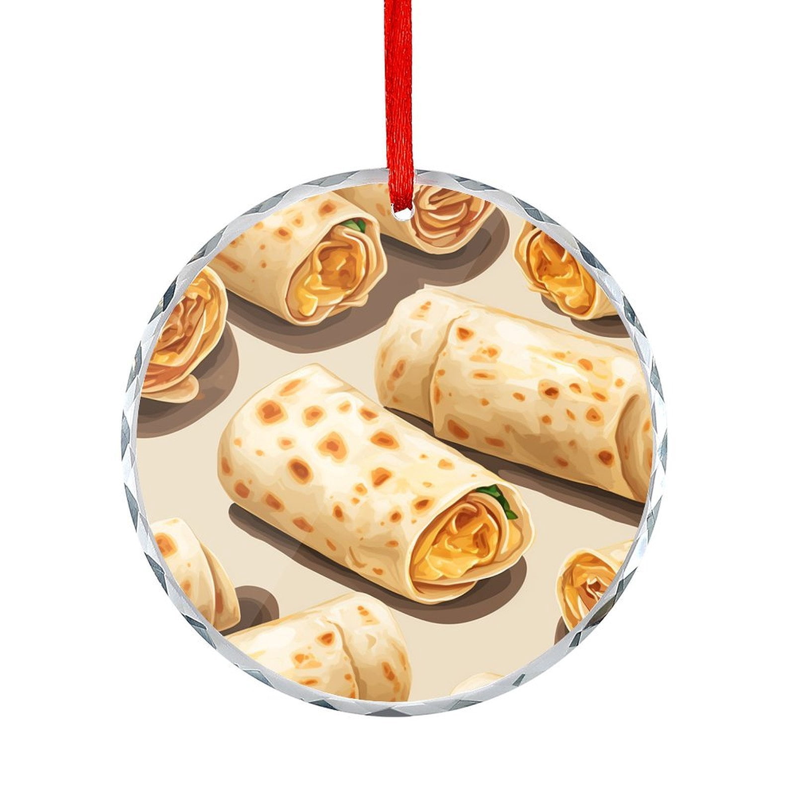 Burritos Tortilla Realistic Food Crystal Glass Ornament Holiday ...
