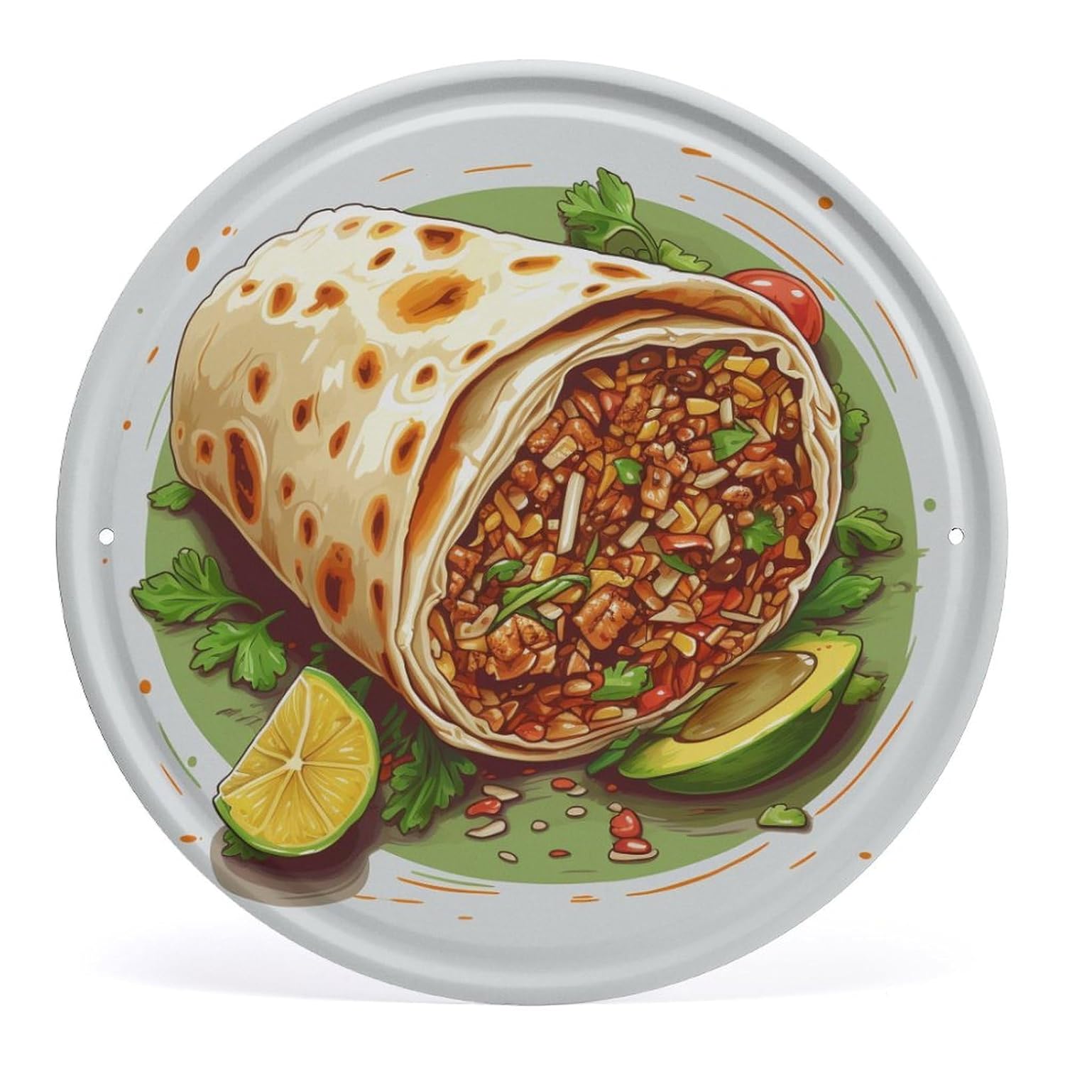 Burritos Tortilla Round Tin Sign Funny Realistic Food Metal Retro Decor ...