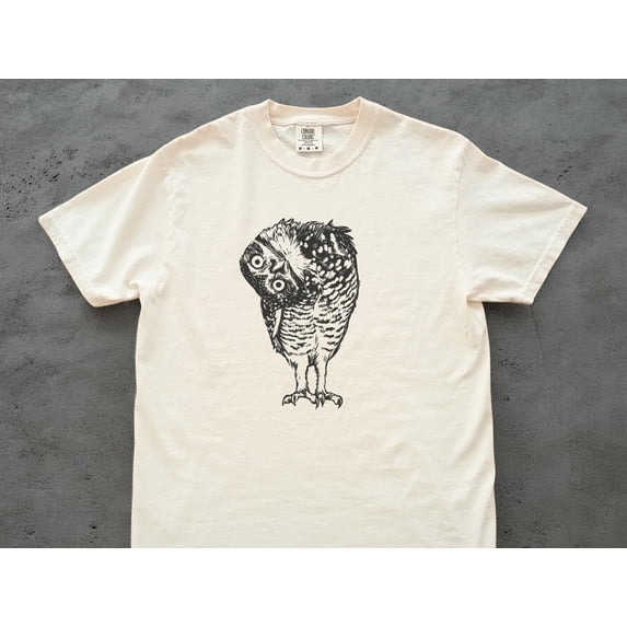Burrowing Owl T-Shirt, Vintage Owl Illustration Tee, Cute Curious Bird ...