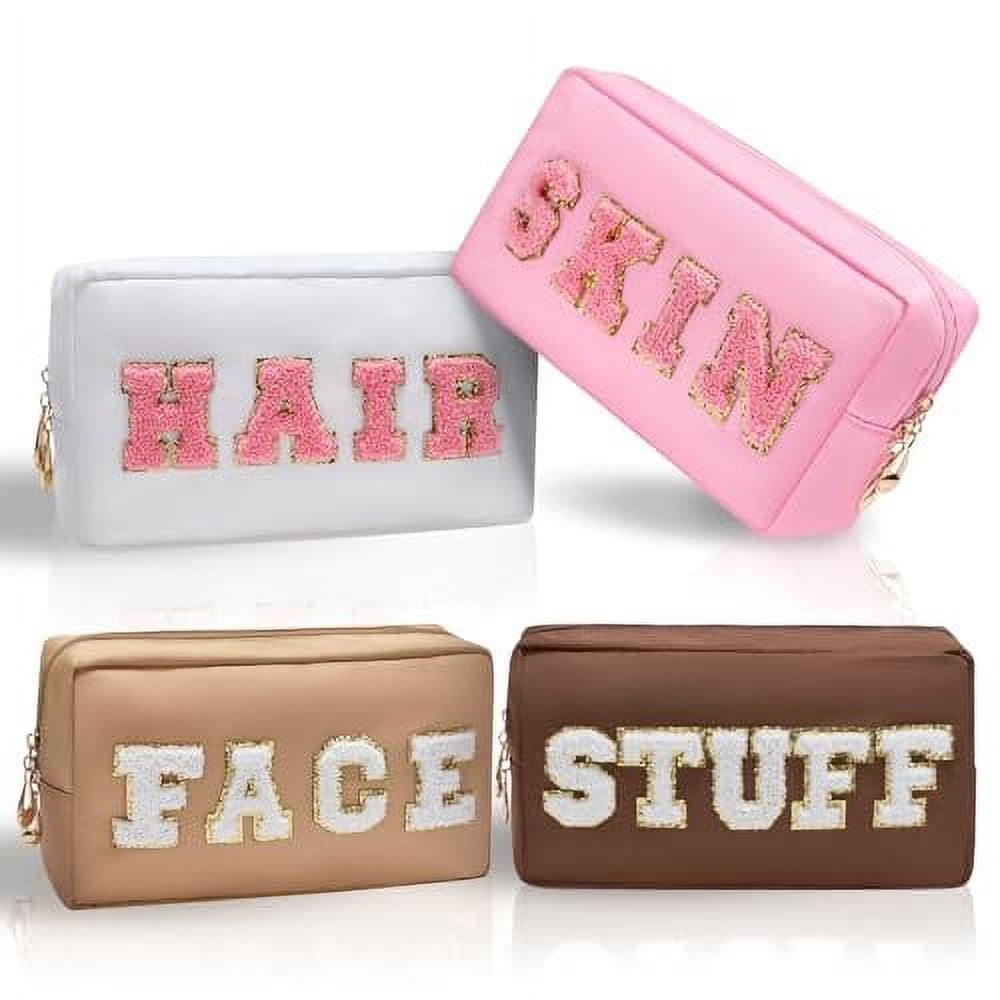 Burskit 4 Pcs Makeup Bags Preppy Travel Organizer Patch Large Varsity ...
