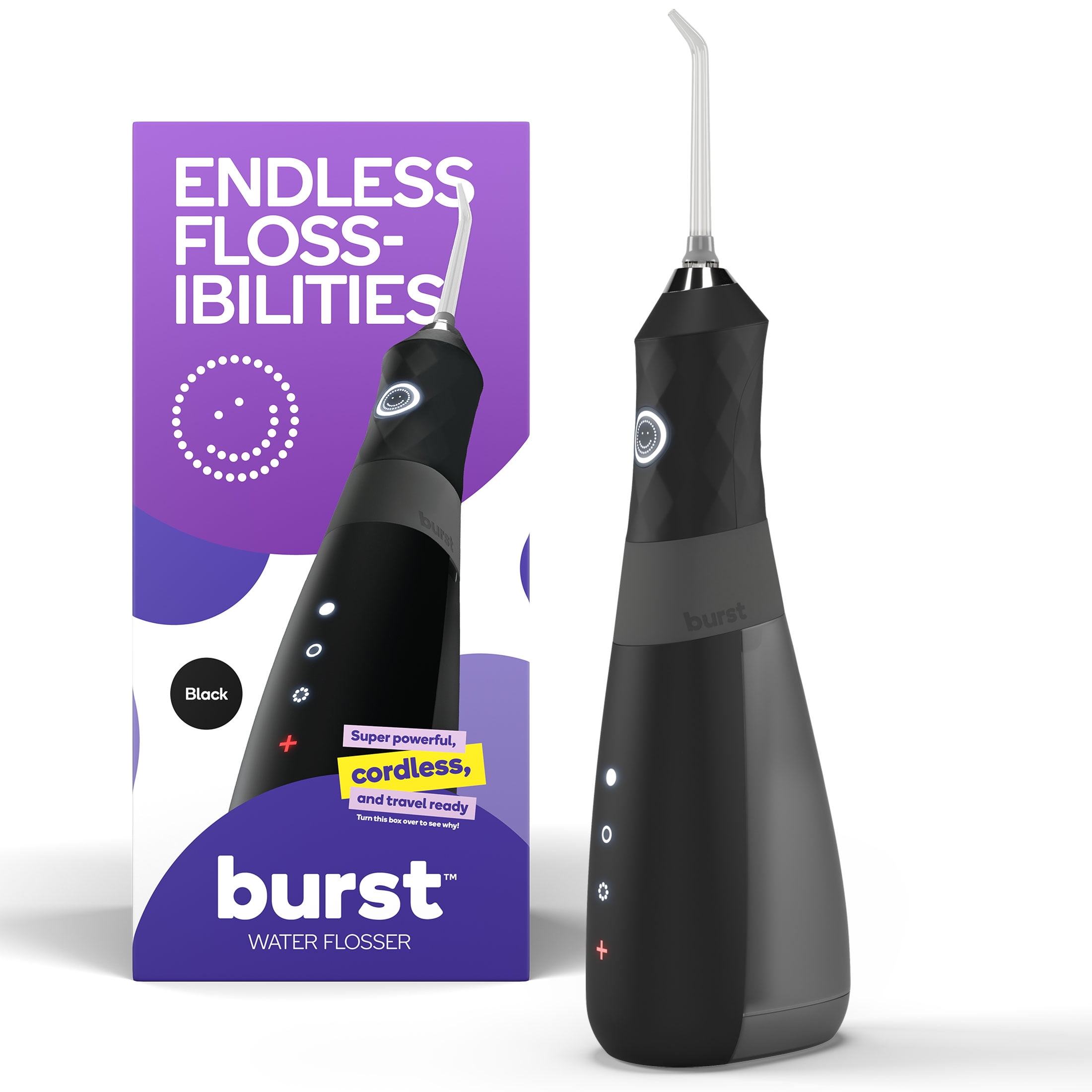 Burst Cordless Water Flosser, 3 Flossing Modes, 80-Day Battery, Black ...
