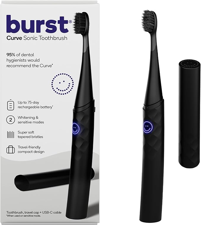 Burst Curve Sonic Electric Toothbrush for Adults – Slim, Curved Travel ...