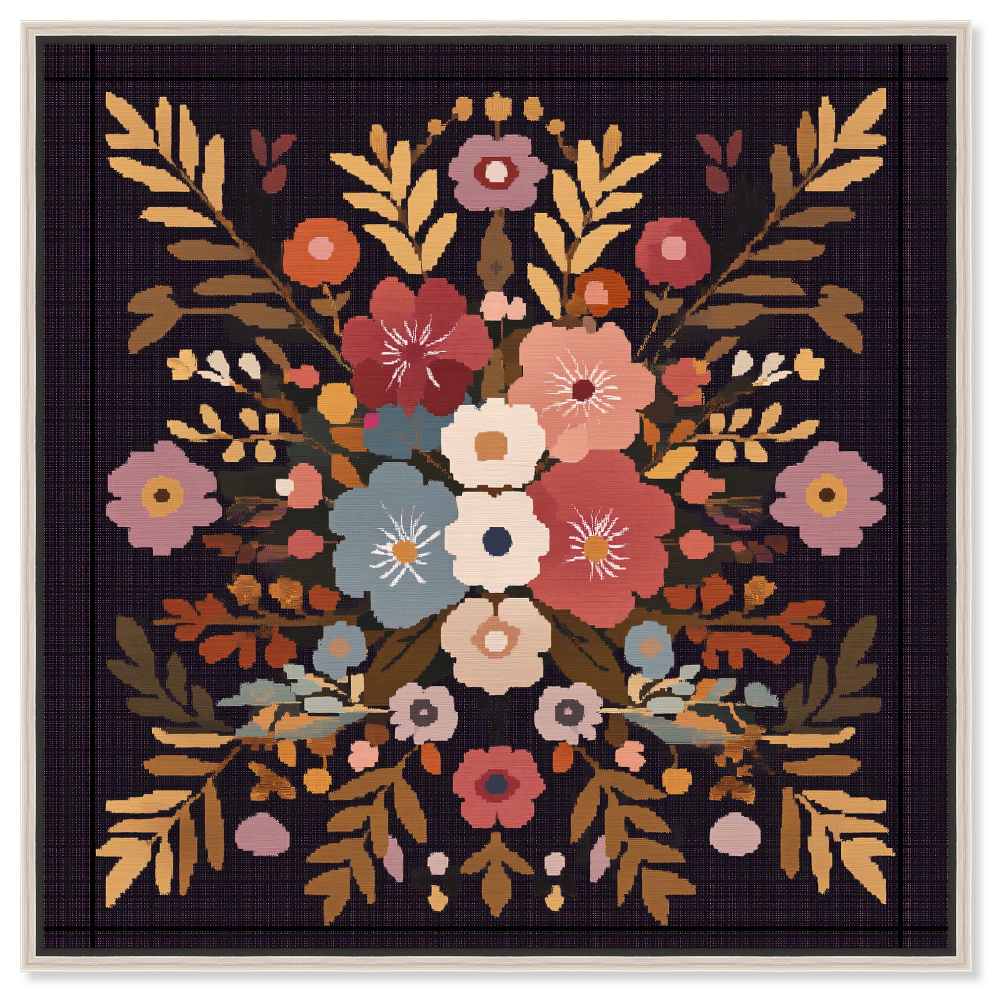 Burst of Blossom I Canvas Folk Art Prints by Art Remedy, Silver Frame, 30" x 30" - Walmart.com