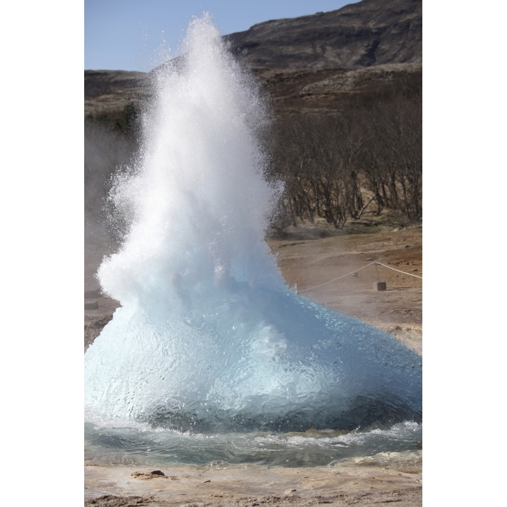 Bursting water bubble at onset of eruption of Strokkur Geysir Iceland ...